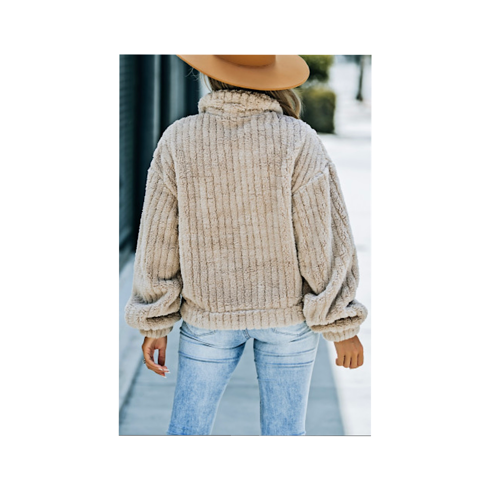 Cream Colored Ribbed Raschel Fleece Shacket – MeAndMommysCloset