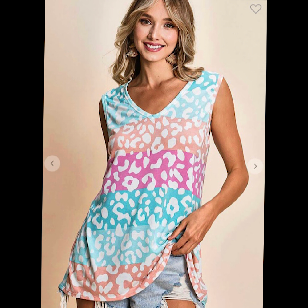 MultiColor Color Block Animal Print Tank Top – MeAndMommysCloset