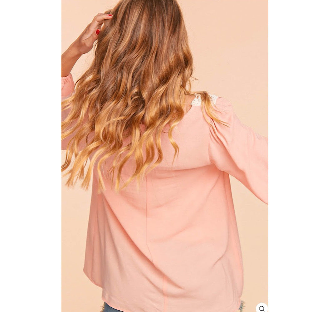 Peach Crochet Lace Plus Size Blouse Top – MeAndMommysCloset